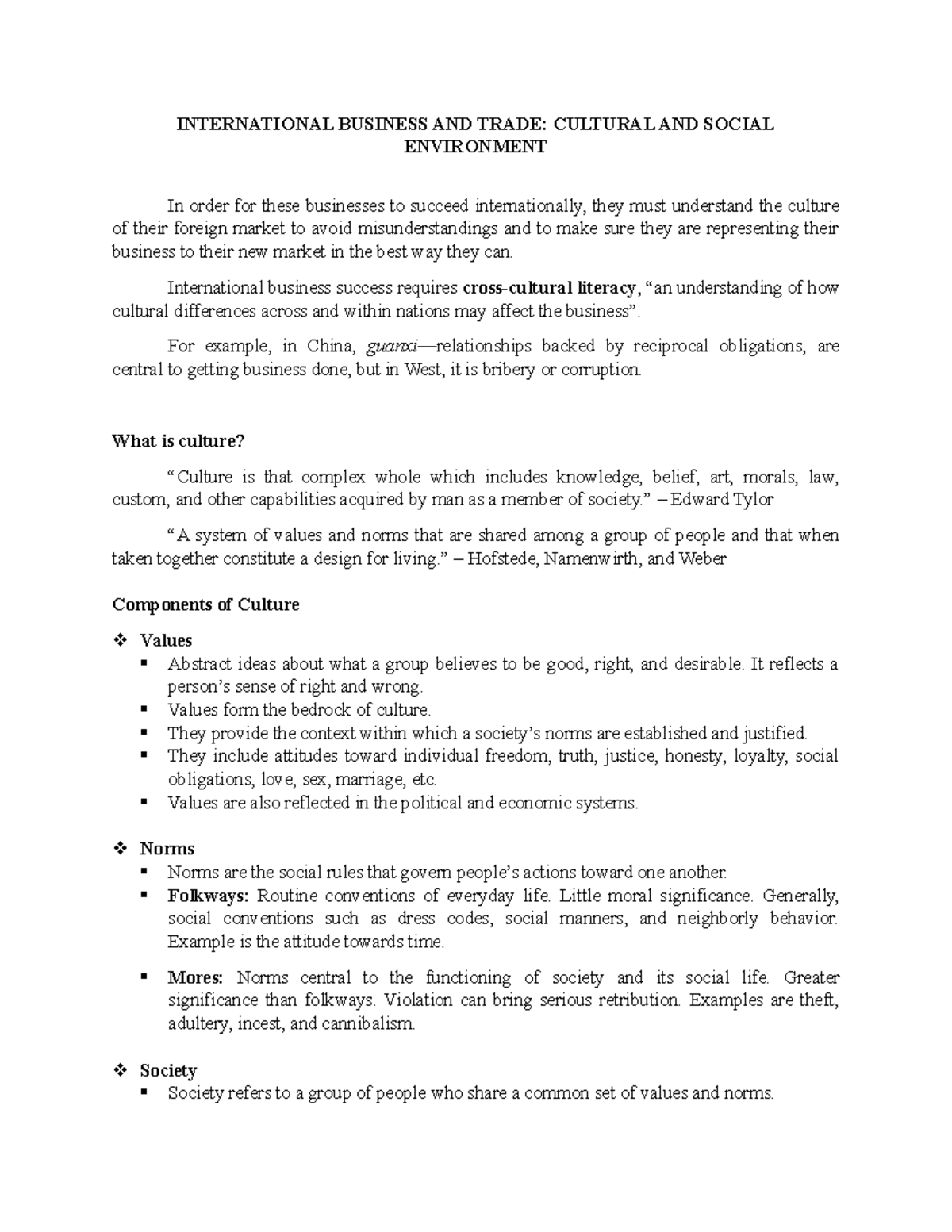 IBT Chapter 2: Cultural and Social Environment - INTERNATIONAL BUSINESS ...