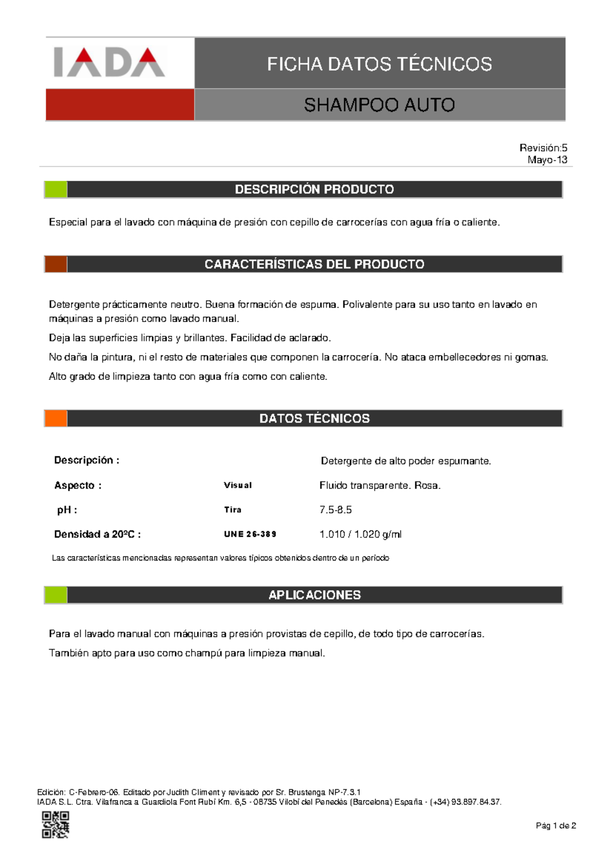 Itc-shampoo-auto 11480 - FICHA DATOS TÉCNICOS SHAMPOO AUTO Edición: C ...