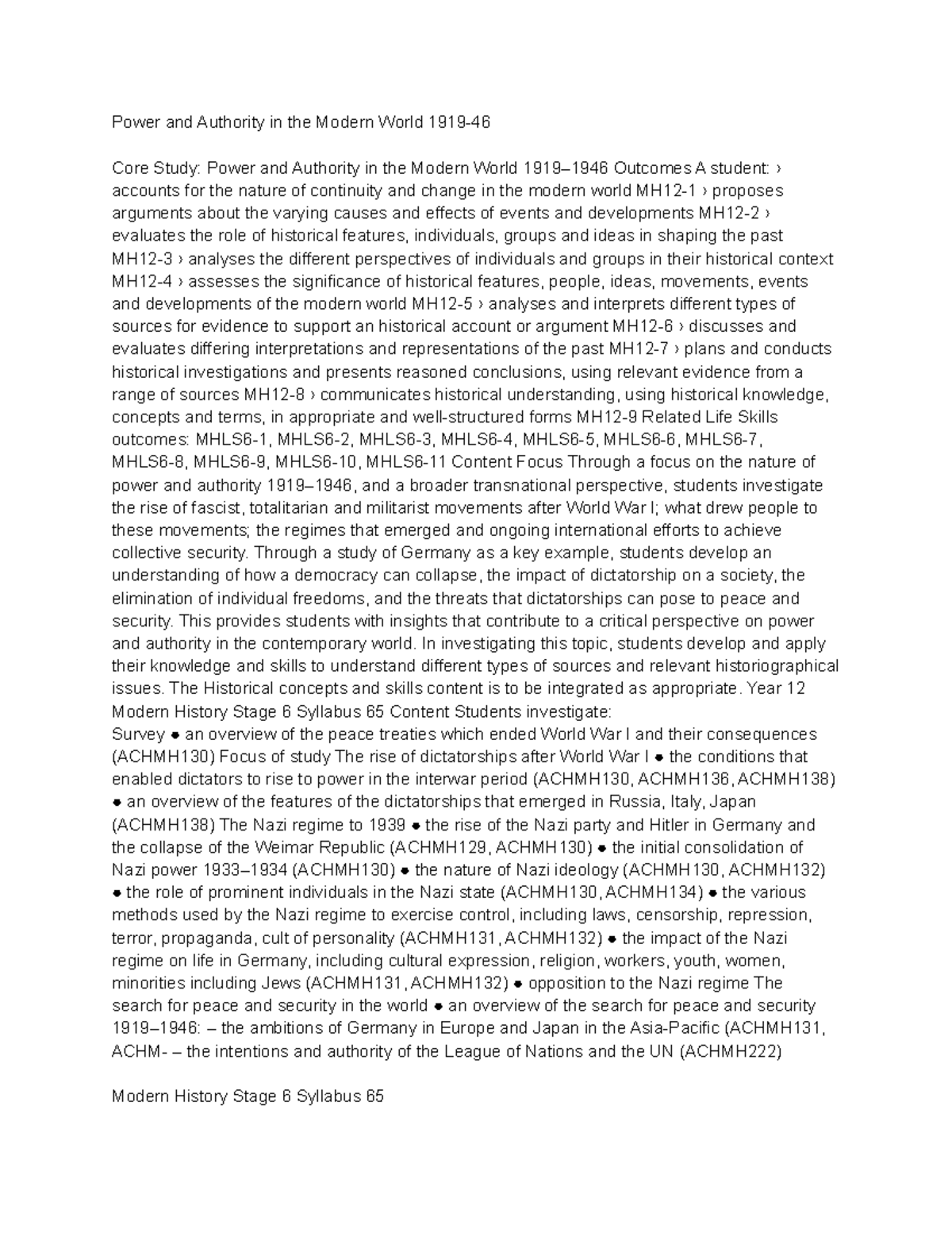 Power and Authority in the Modern World 1919-46 - Through a study of ...