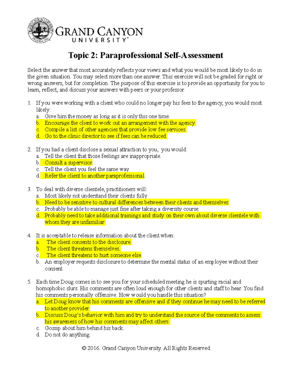 Topic 2 Assessment - Topic 2: Paraprofessional Self-Assessment Select ...