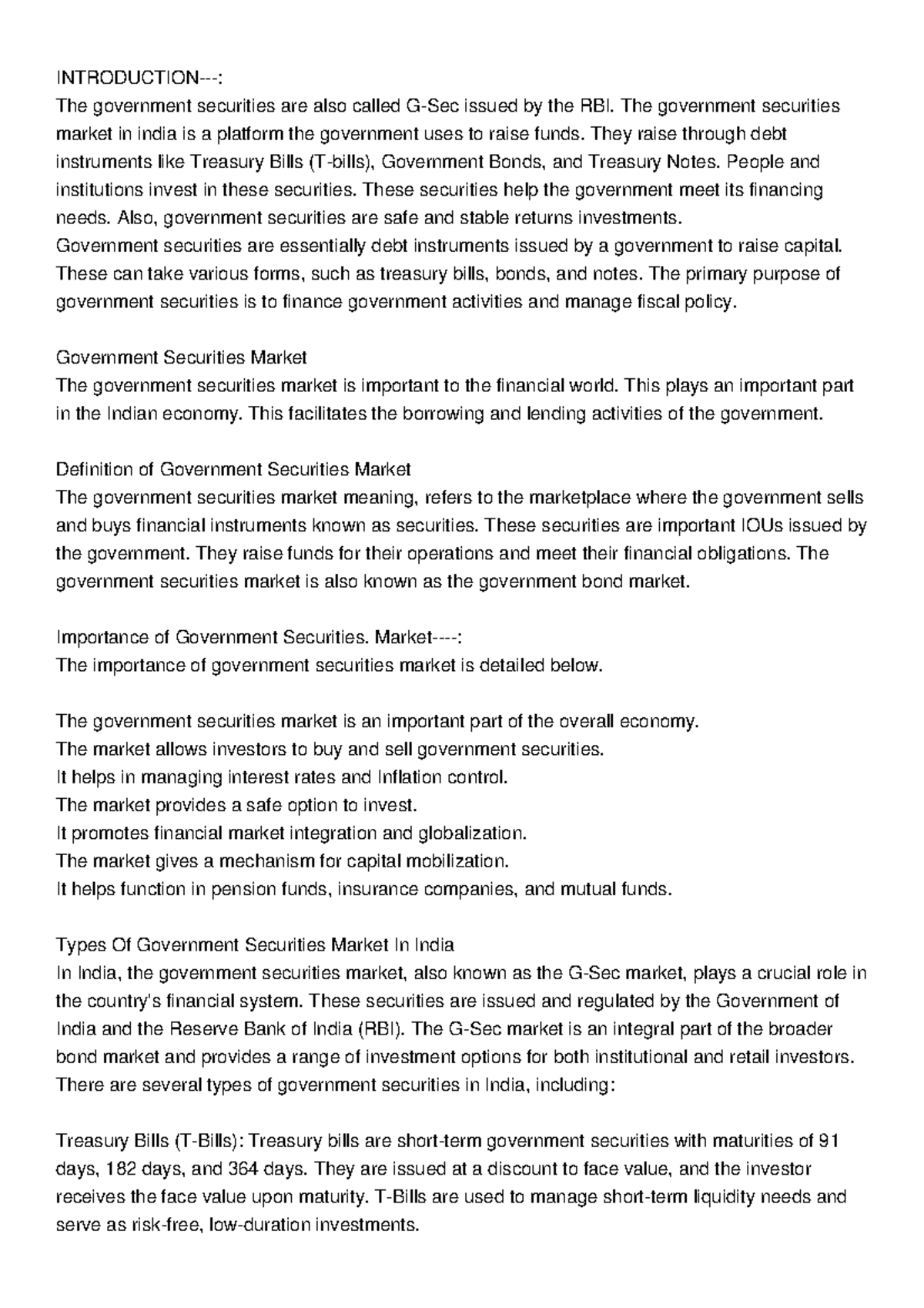 Government securities - The government securities market in india is a ...