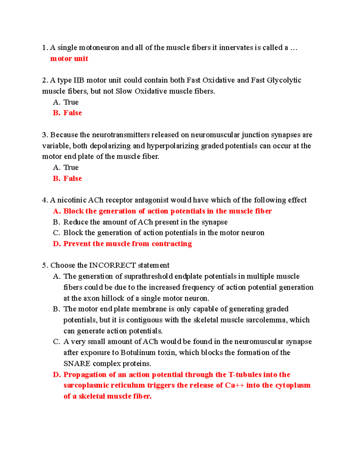 Learn - Module 5 - A single motoneuron and all of the muscle fibers it ...