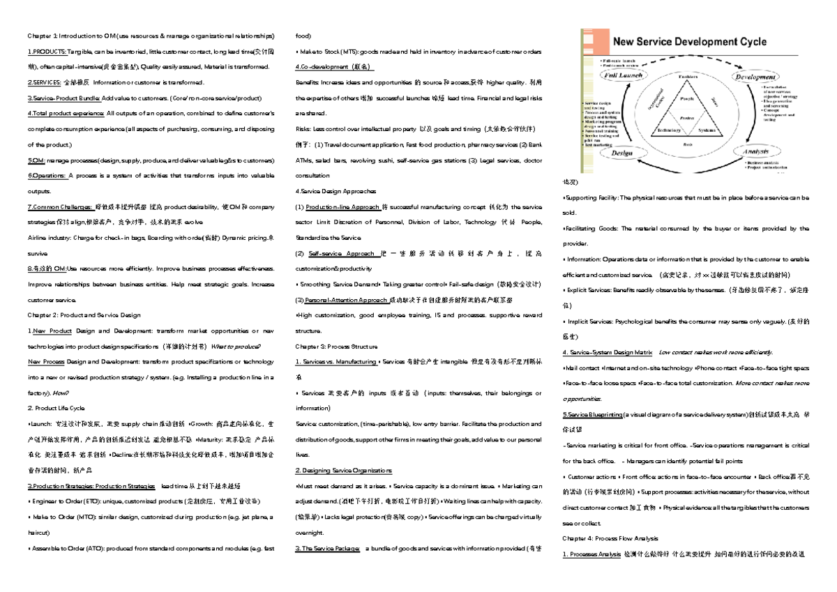 2 - cheatsheet - Chapter 1: Introduction to OM (use resources & manage ...