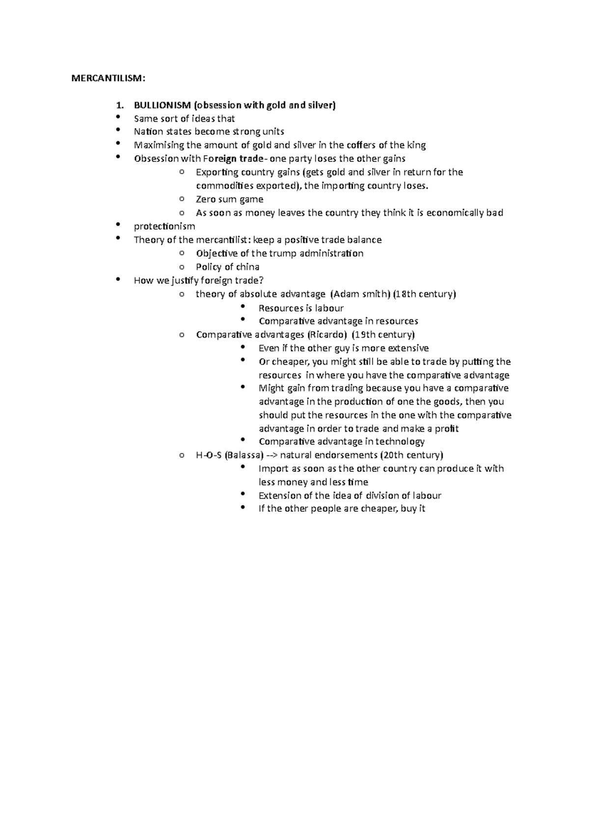 Mercantilism - Lecture notes 4 - MERCANTILISM: BULLIONISM (obsession ...