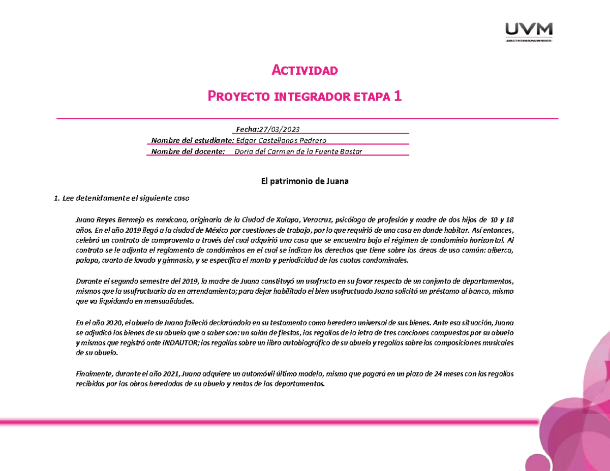 A3 ECP - mm,bm - ACTIVIDAD PROYECTO INTEGRADOR ETAPA 1 Fecha:27/03/ Nombre del estudiante: Edgar ...