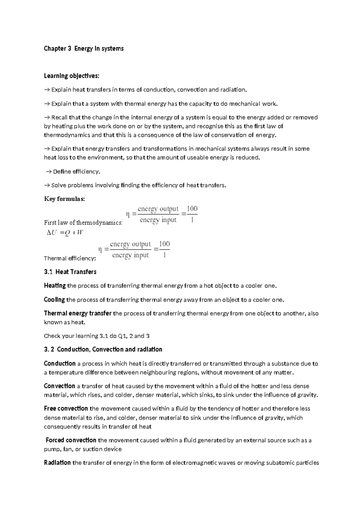 Chapter 3 Energy in systems - Chapter 3 Energy in systems Learning ...
