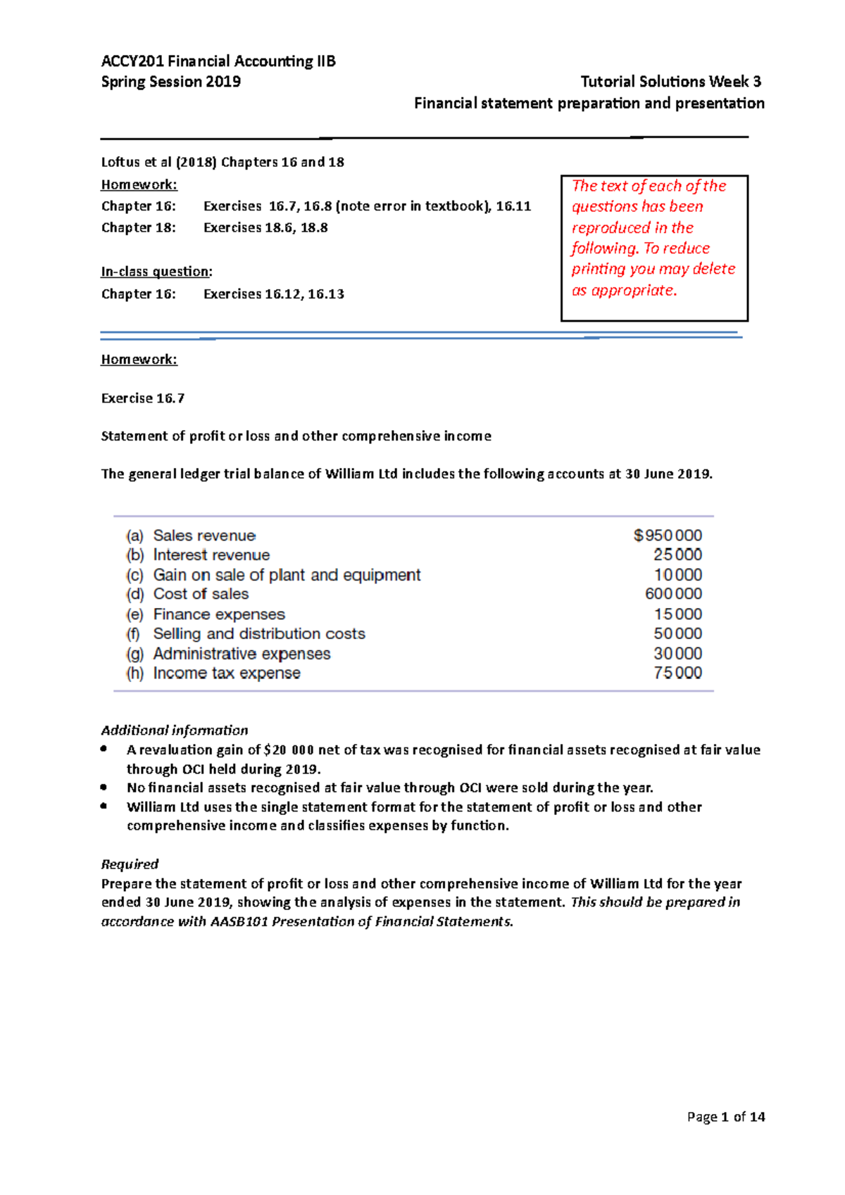 W3 Tutorial Solutions - Spring Session 2019 Tutorial Solutions Week 3 ...