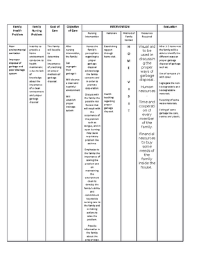 Midterm Activity CHN 2 4 - Family Health Problem Family Nursing Problem ...
