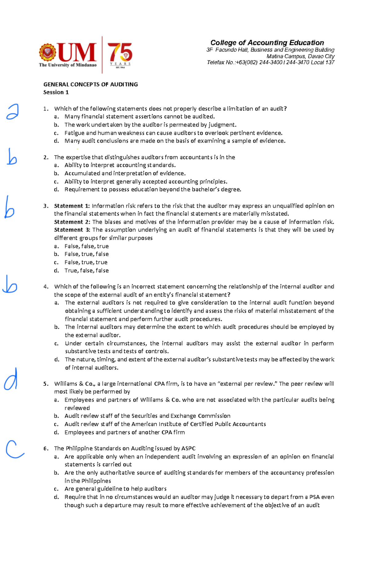 General Concepts OF Auditing - 3F Facundo Hall, Business and ...