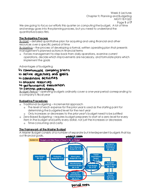 MGT 11b week 9-11 - in detail outline notes from lecture weeks 9-11 ...