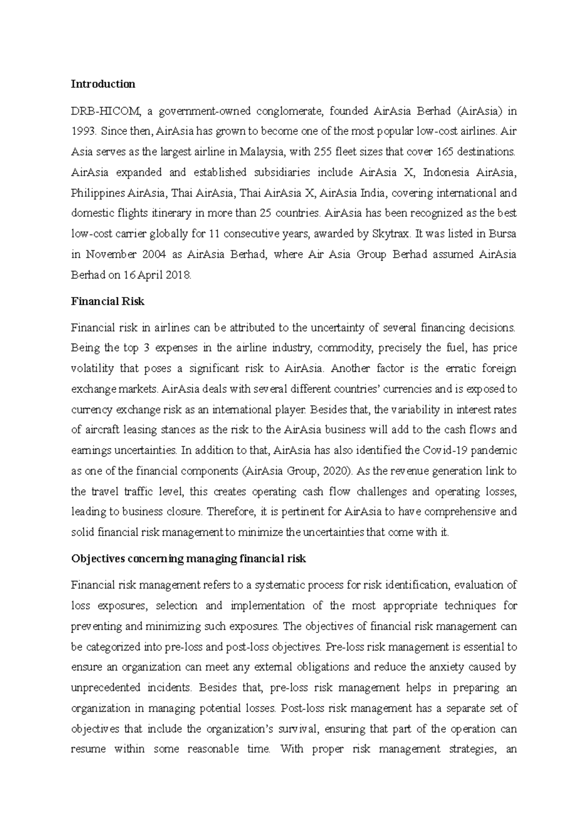 Draft Air Asia - Lecture notes - Introduction DRB-HICOM, a government ...