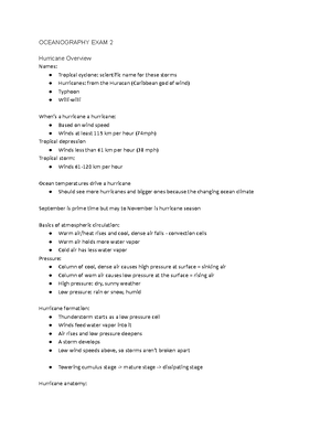 EE144 Exam 3 - Wally Fulweiler - OCEANOGRAPHY EXAM 3 Waves Waves are ...