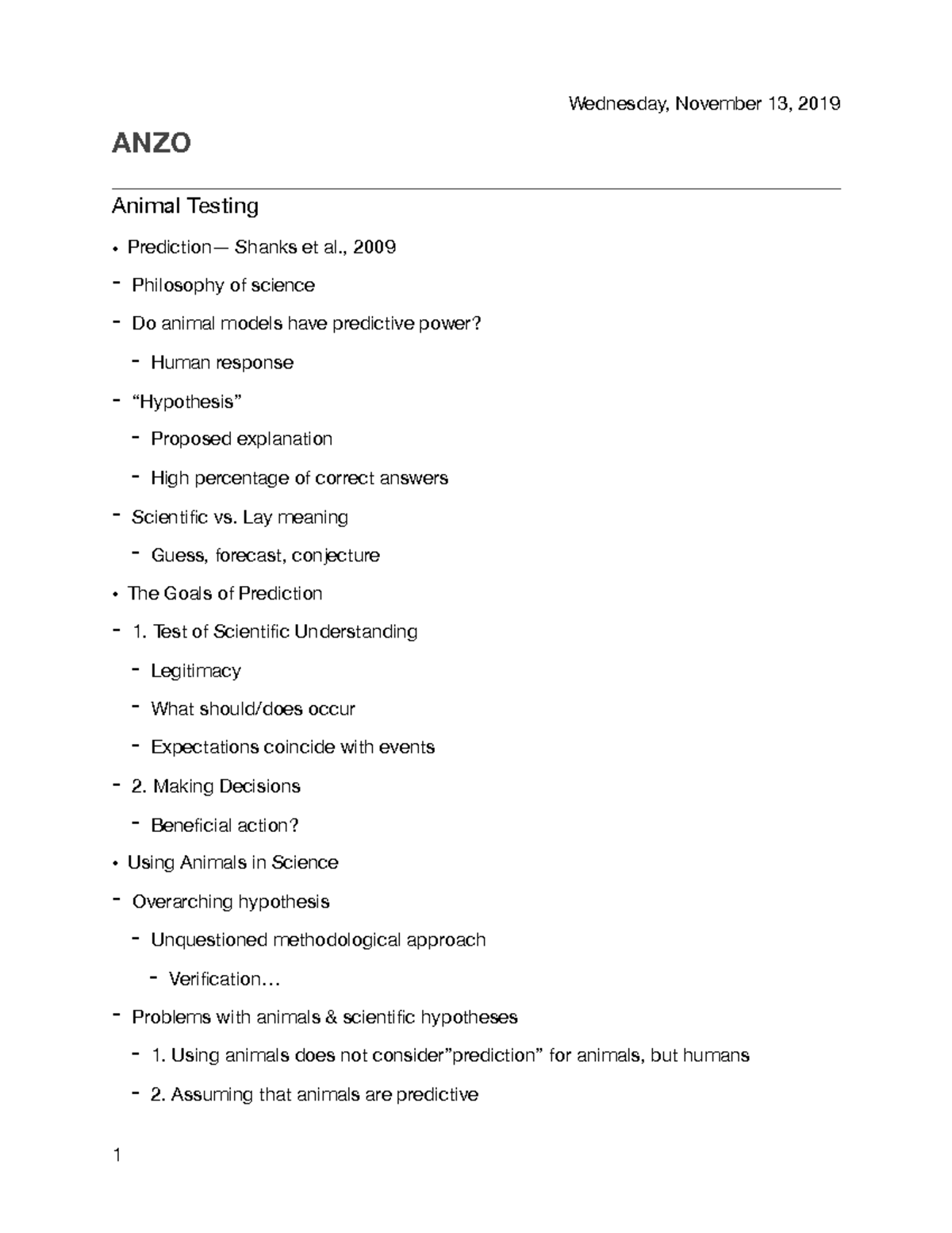 ANZO- Nov. 13 - Lecture notes 14 - ANZO Animal Testing Prediction ...