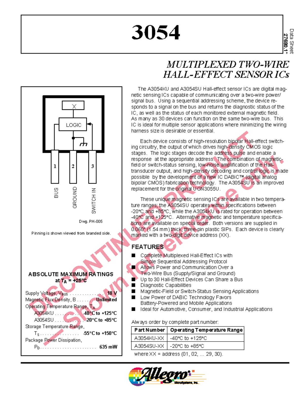 A3054-Datasheet - Apuntes - DISCONTINUED PRODUCT — Shown for reference ...