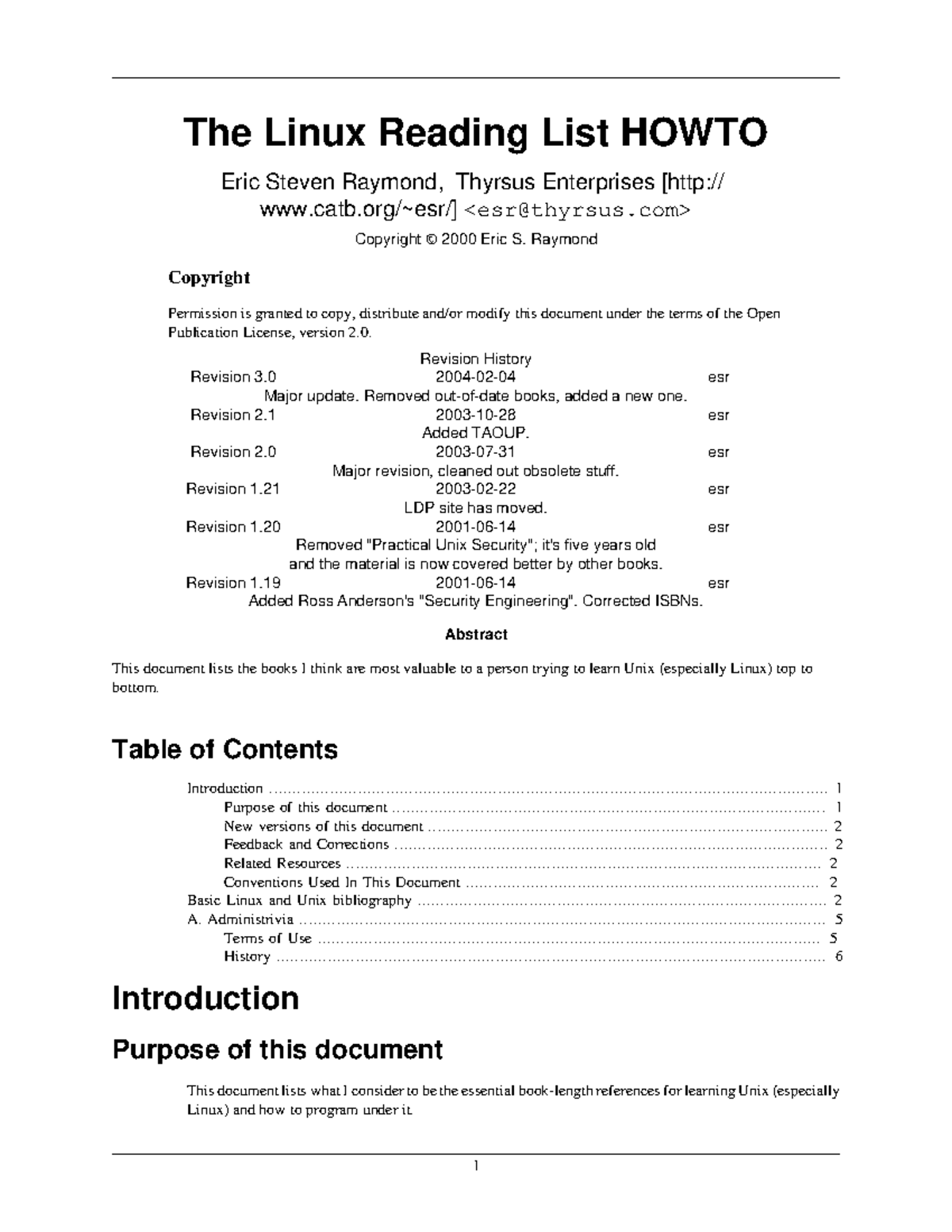 Reading-List- Howto - andere - Eric Steven Raymond, Thyrsus Enterprises ...