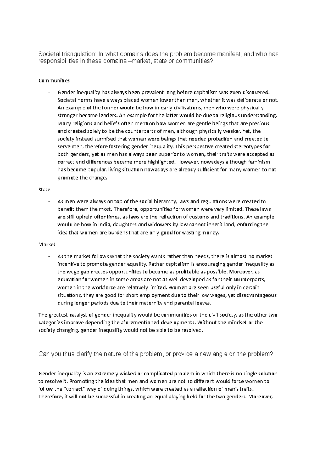 Workshop two project - Societal triangulation: In what domains does the ...