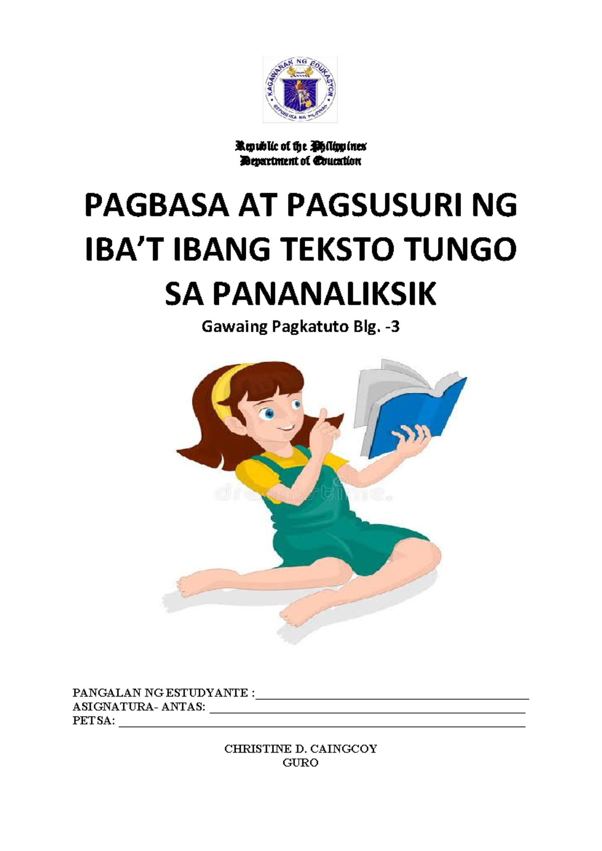 Pagbasa-Gawain-3 - Republic of the Philippines Department of Education ...