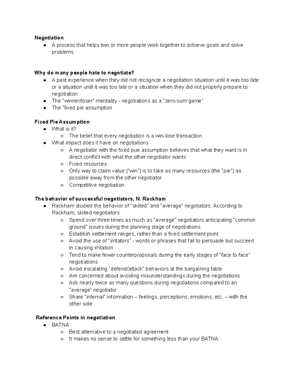 Dynamics of negotiation notes - Negotiation A process that helps two or ...