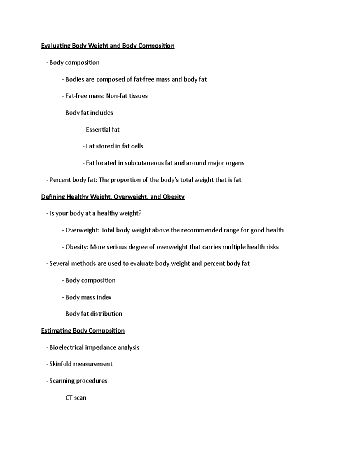 Contemporary Health - Chpt 15 - Evaluating Body Weight and Body ...