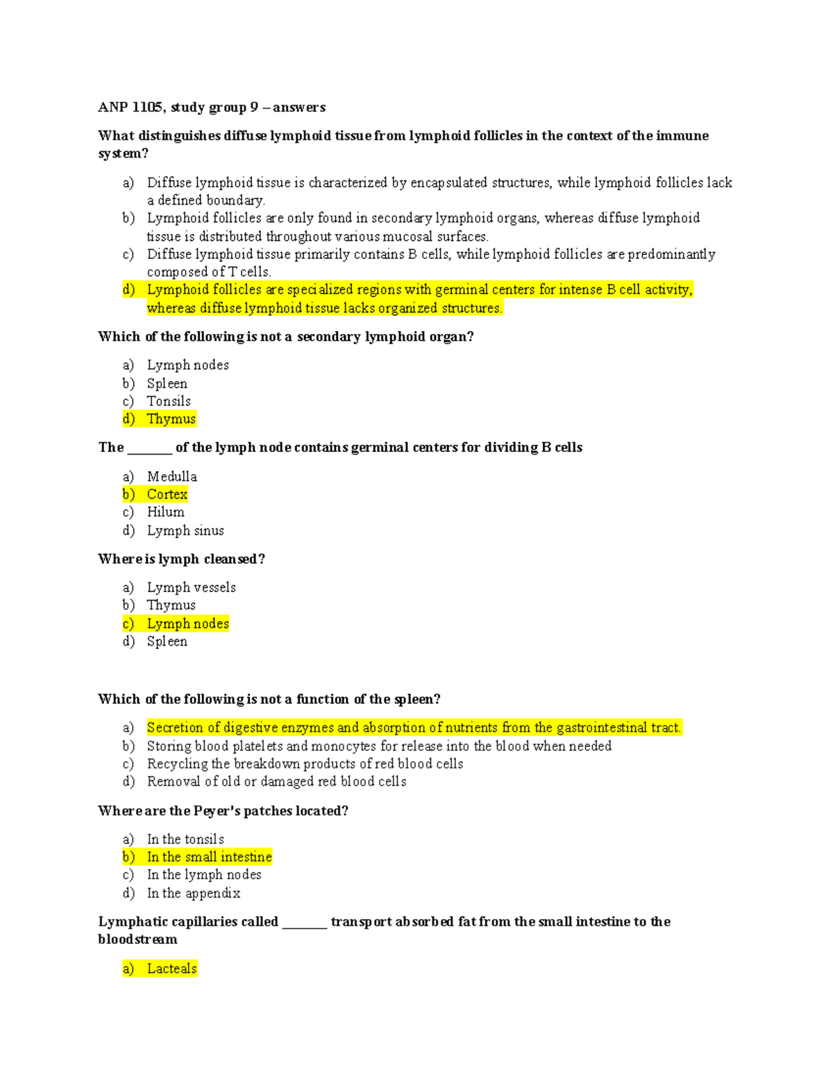 ANP1105 study group 10 answers - ANP 1105, study group 9 – answers What ...