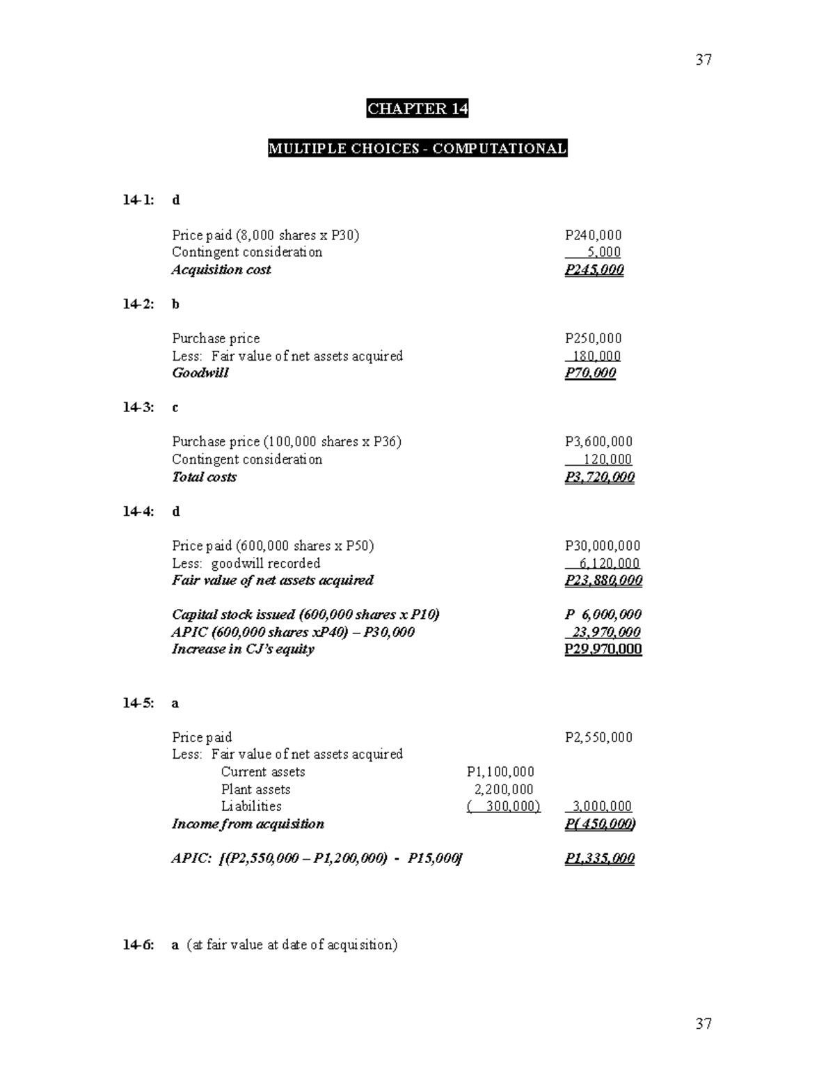 Chapter 13 - Advanced Accounting Two by Guerrero (2017) - CHAPTER 14 ...