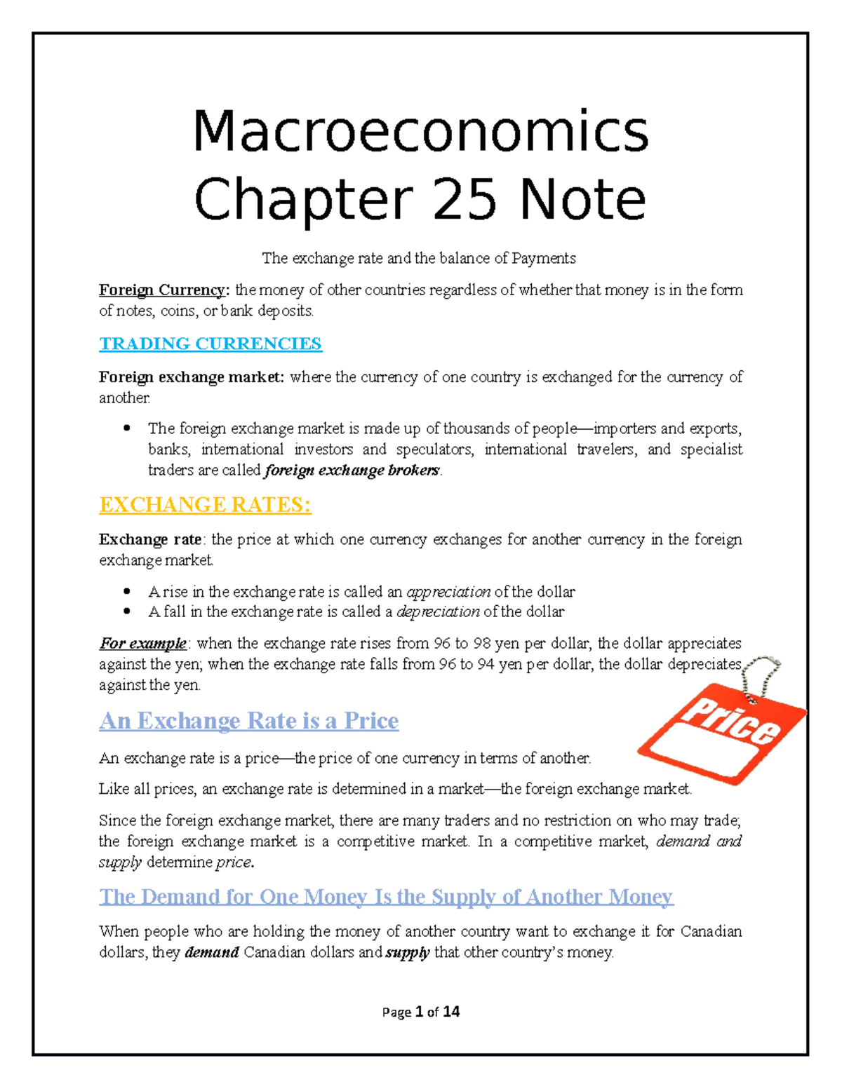Macroeconomics Chapter 25 Note - TRADING CURRENCIES Foreign exchange ...