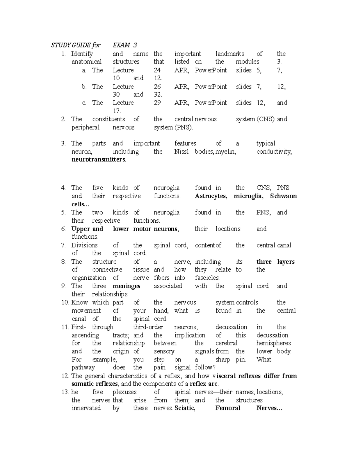 ANA exam 3 study guide - STUDY GUIDE for EXAM 3 1. Identify and name ...