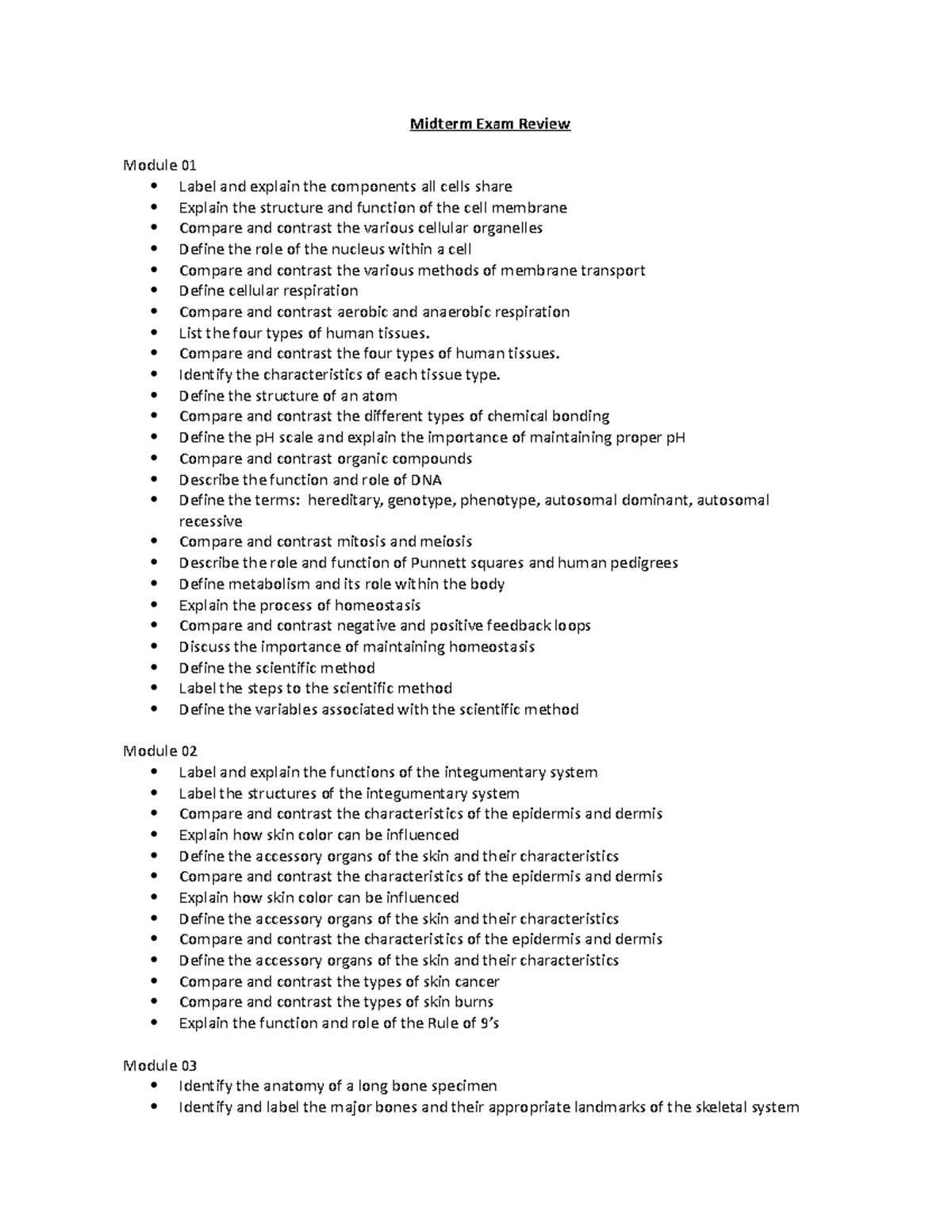 Midterm Exam Review - Midterm Exam Review Module 01 Label and explain ...