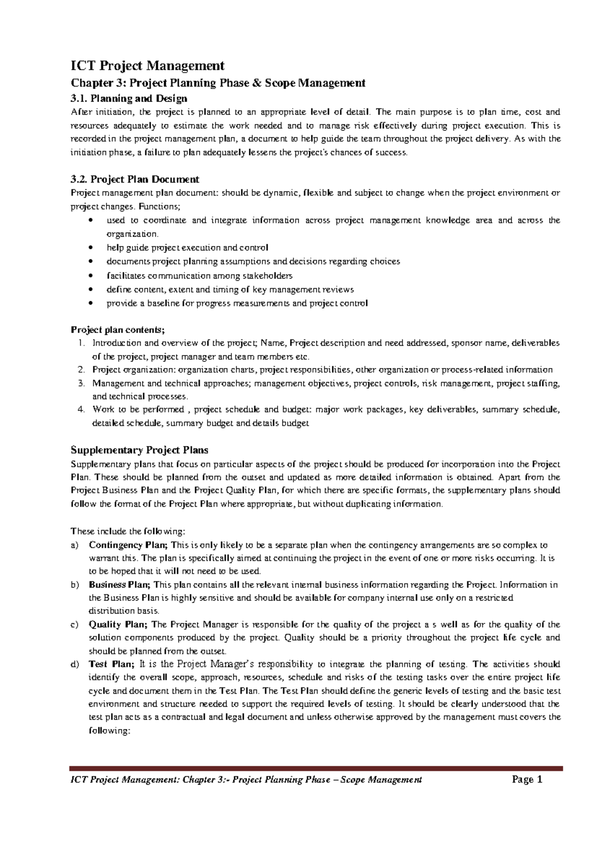 Chapter 3 - Project Planning Phase – Scope Management - ICT Project ...