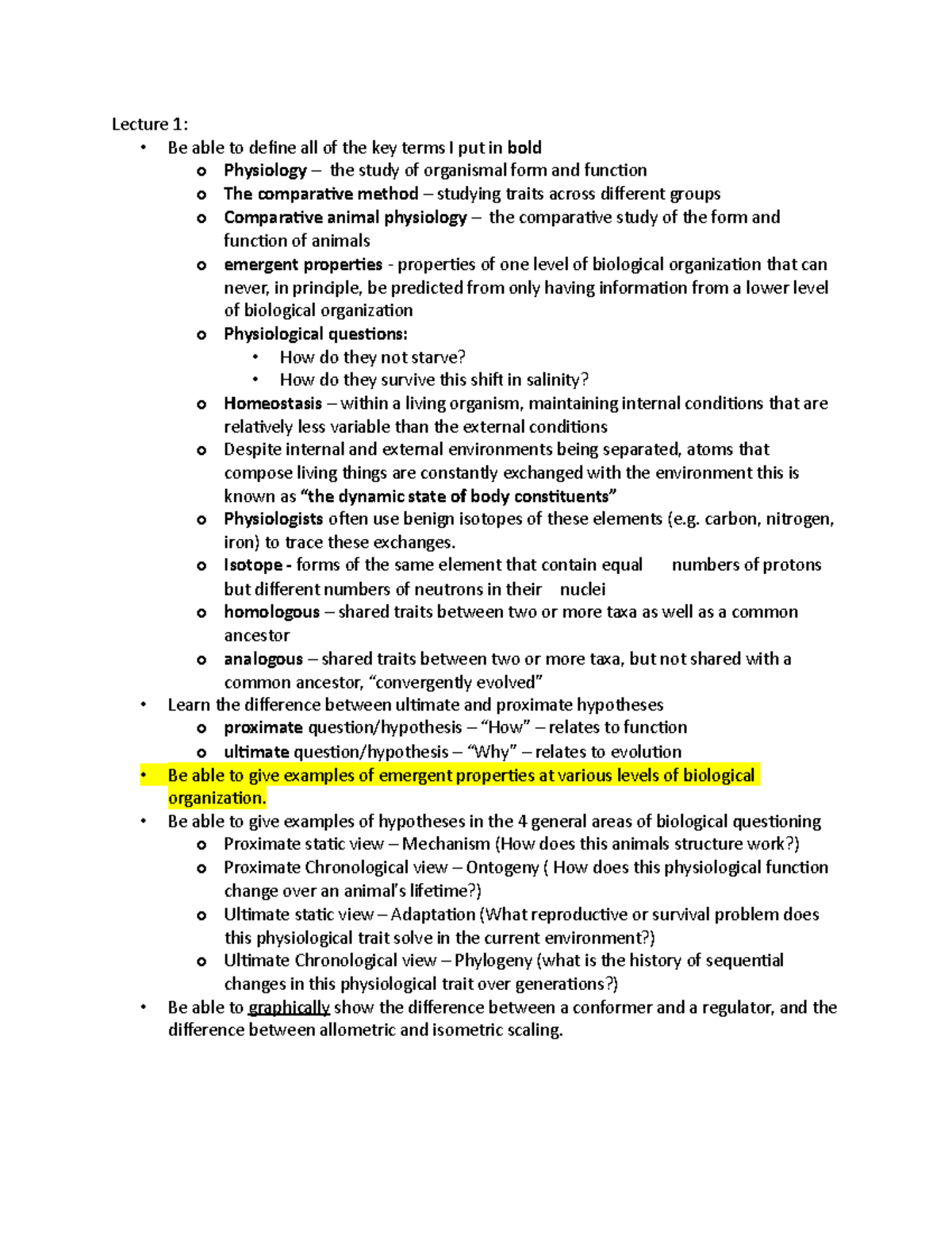 Comparative Exam 1 Study Guide - Lecture 1: - Be able to define all of ...