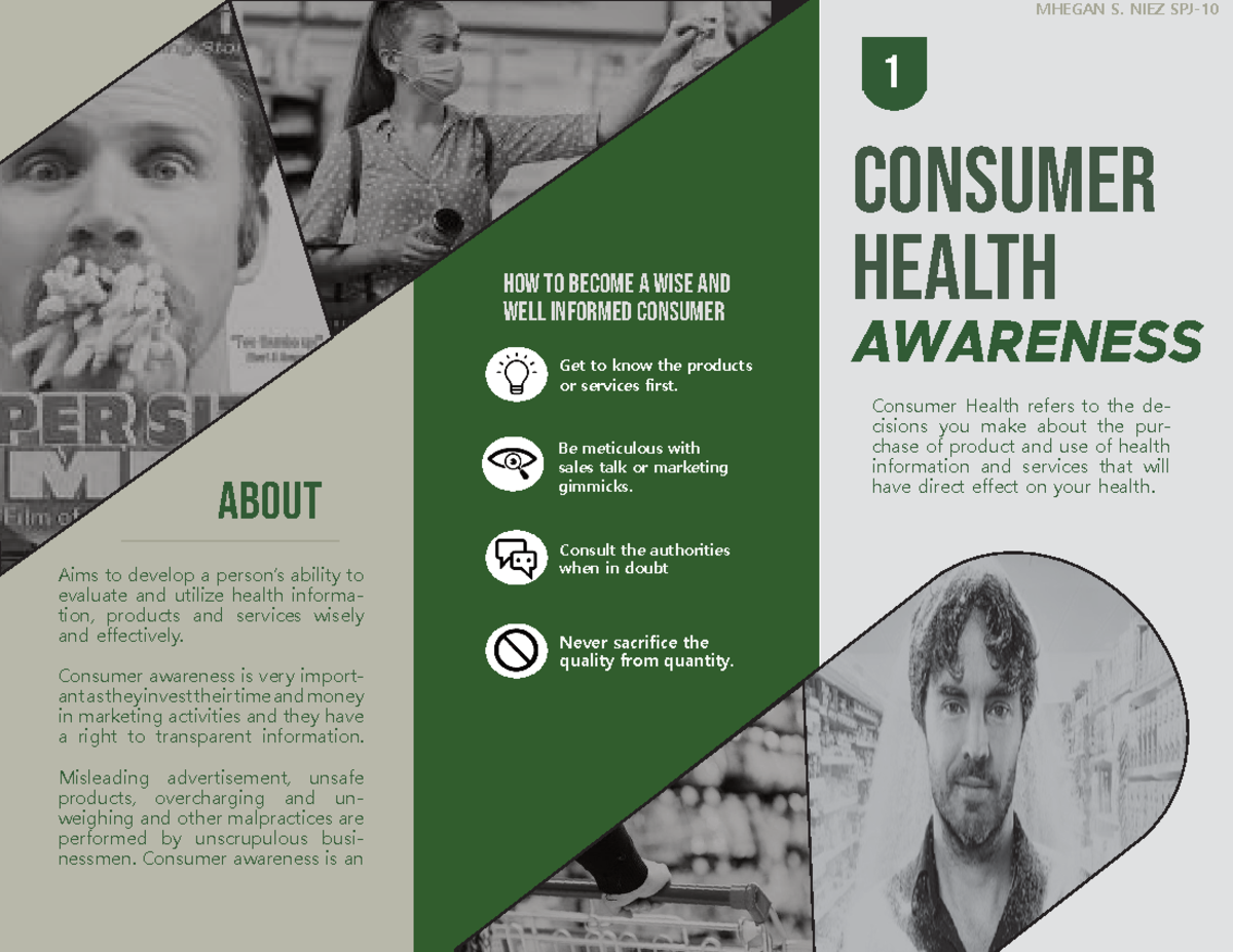 Brochure sample - CONSUMER HEALTH AWARENESS 1 Consumer Health refers to ...
