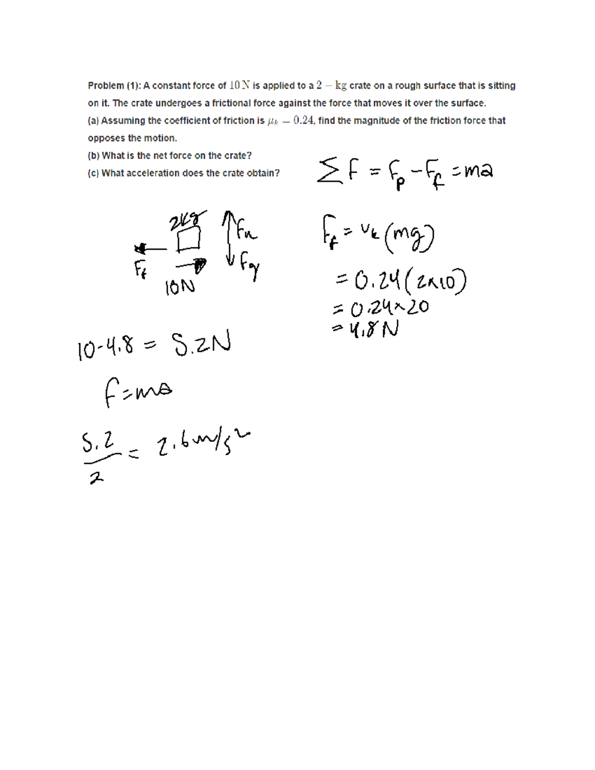 Friction Problems - practice - Phys 111 - Studocu