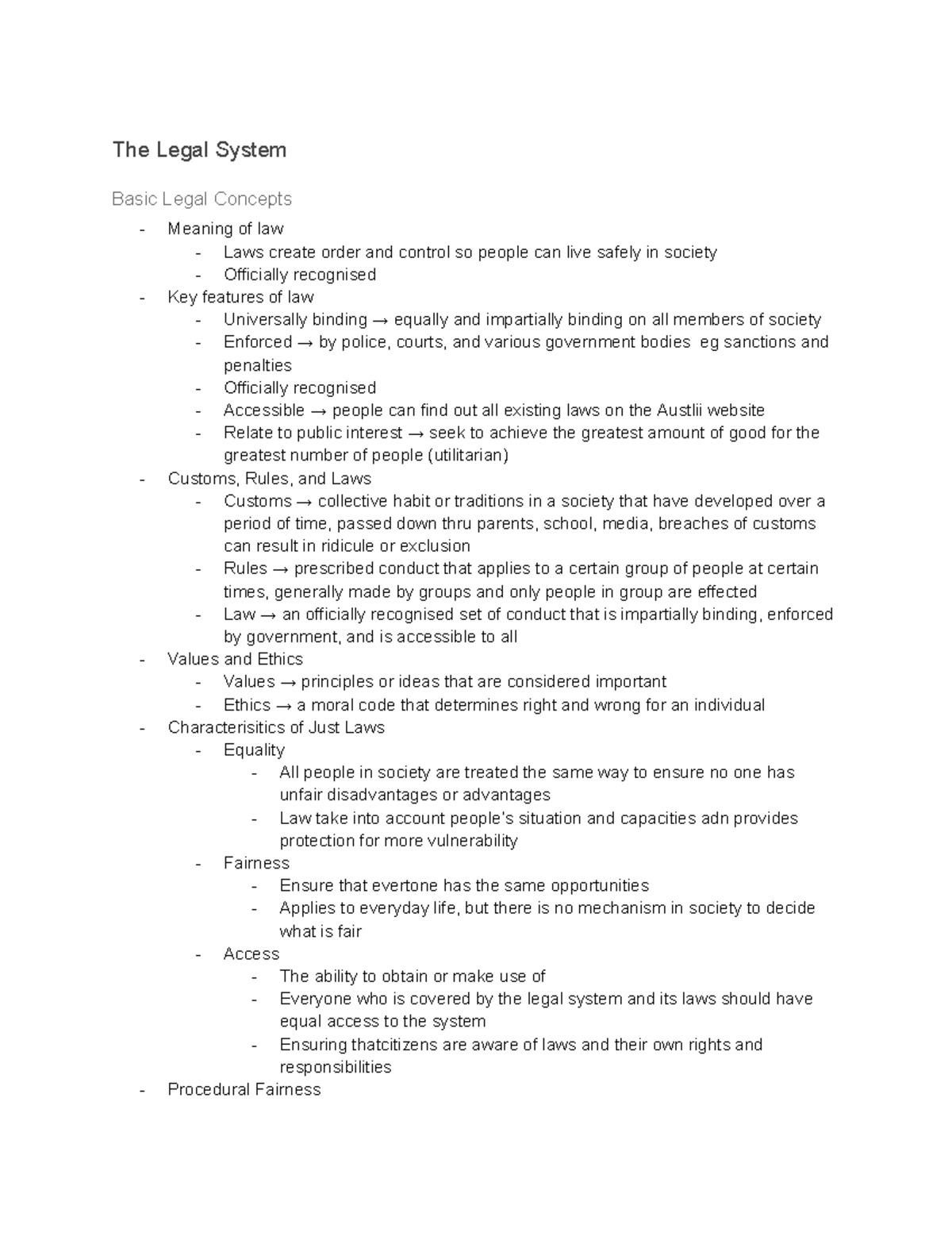 Legal Preliminary Notes - The Legal System Basic Legal Concepts ...