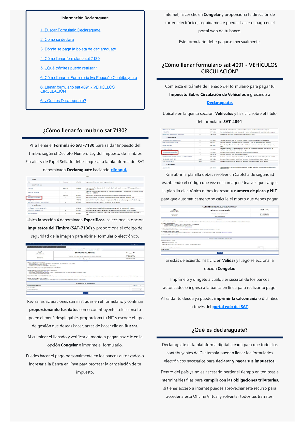 Formularios circulacion Sat - Información Declaraguate ¿Cómo llenar ...