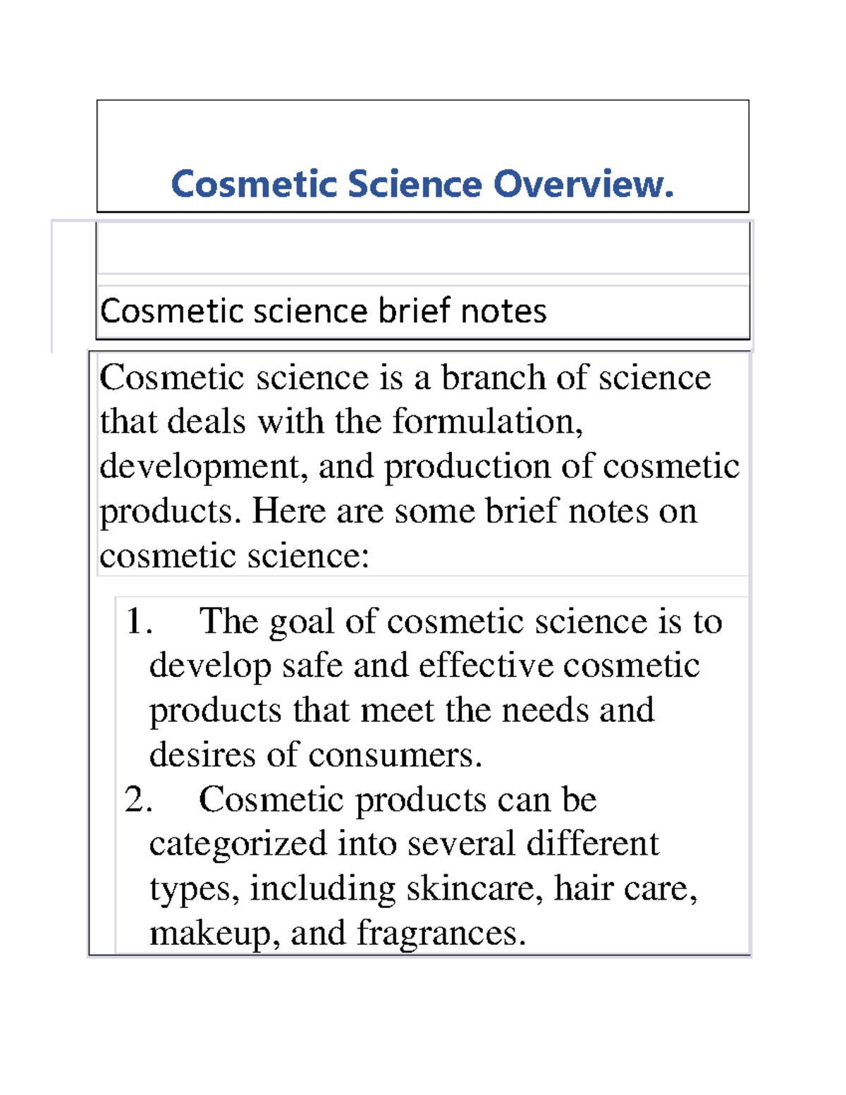 Cosmetic science 4-end - Cosmetic Science Overview. Cosmetic science ...