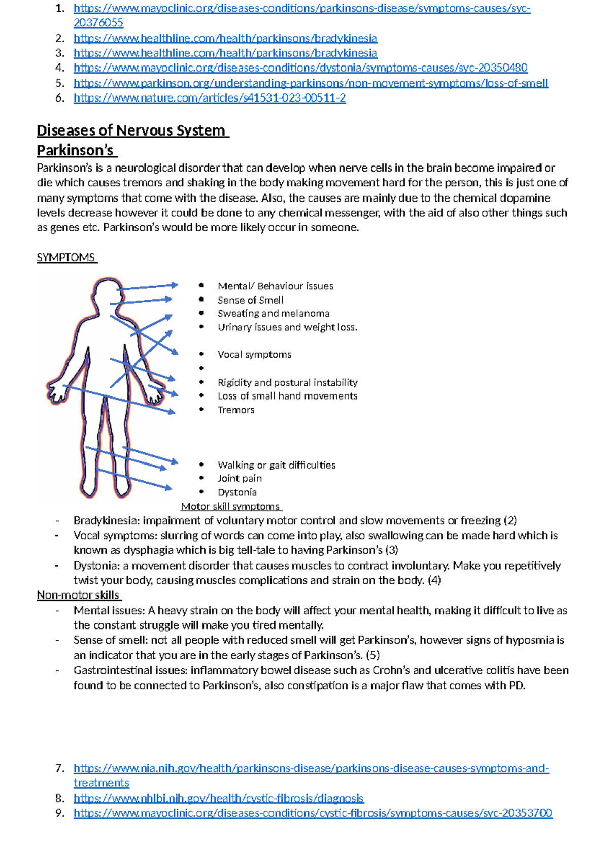 Diseases of Nervous System- coursework - 1. - Studocu