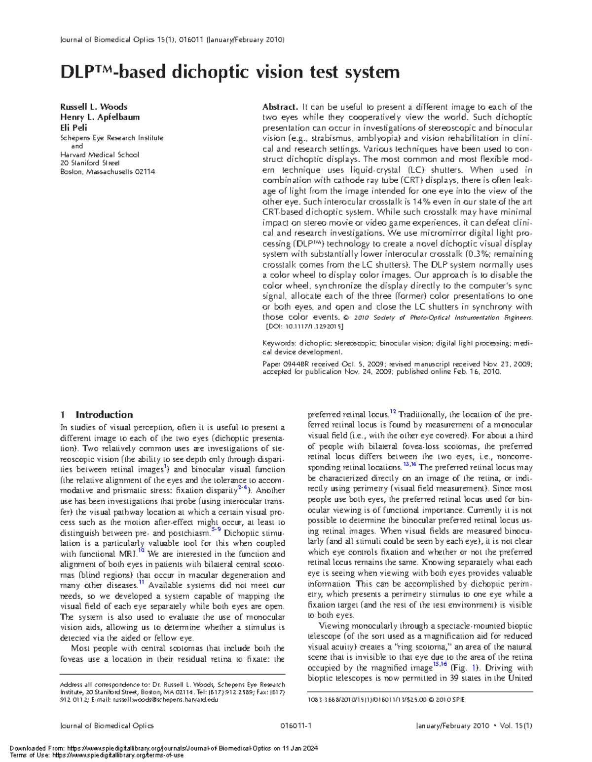 Dlptm-based dichoptic vision test system - DLP™-based dichoptic vision ...
