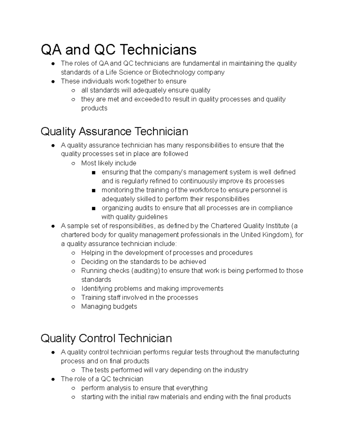 Quality Assurance and Quality Control Pt. 3 - QA and QC Technicians The ...