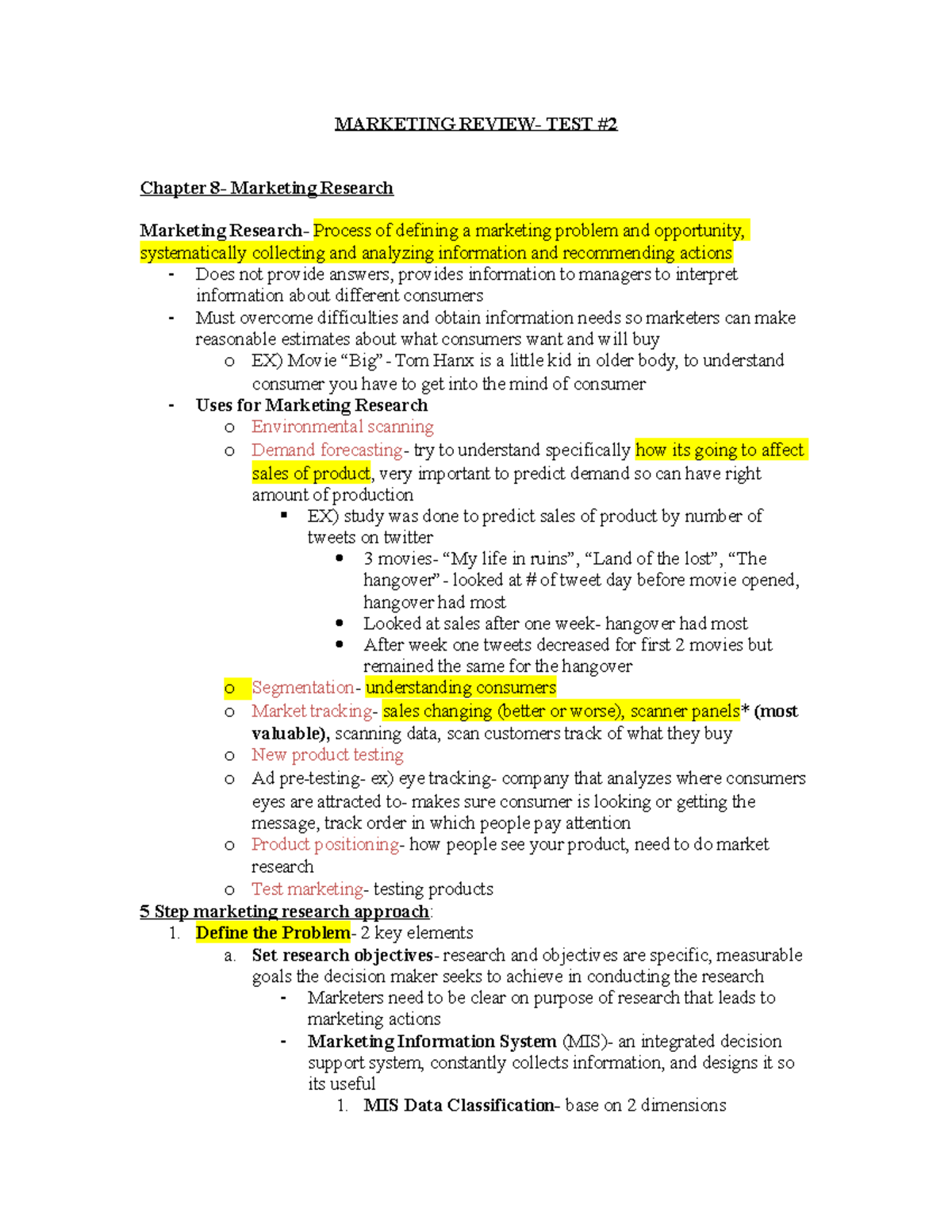 MARKETING REVIEW TEST #2 - Summary Principles Of Marketing - MARKETING ...