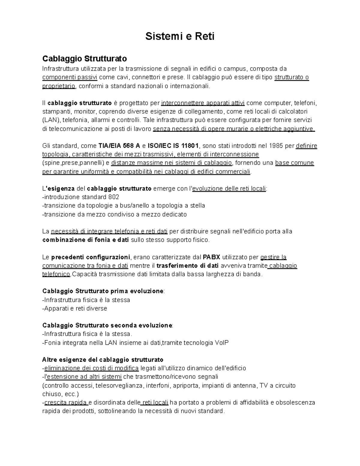 Cablaggio Strutturato - Sistemi e Reti Cablaggio Strutturato ...