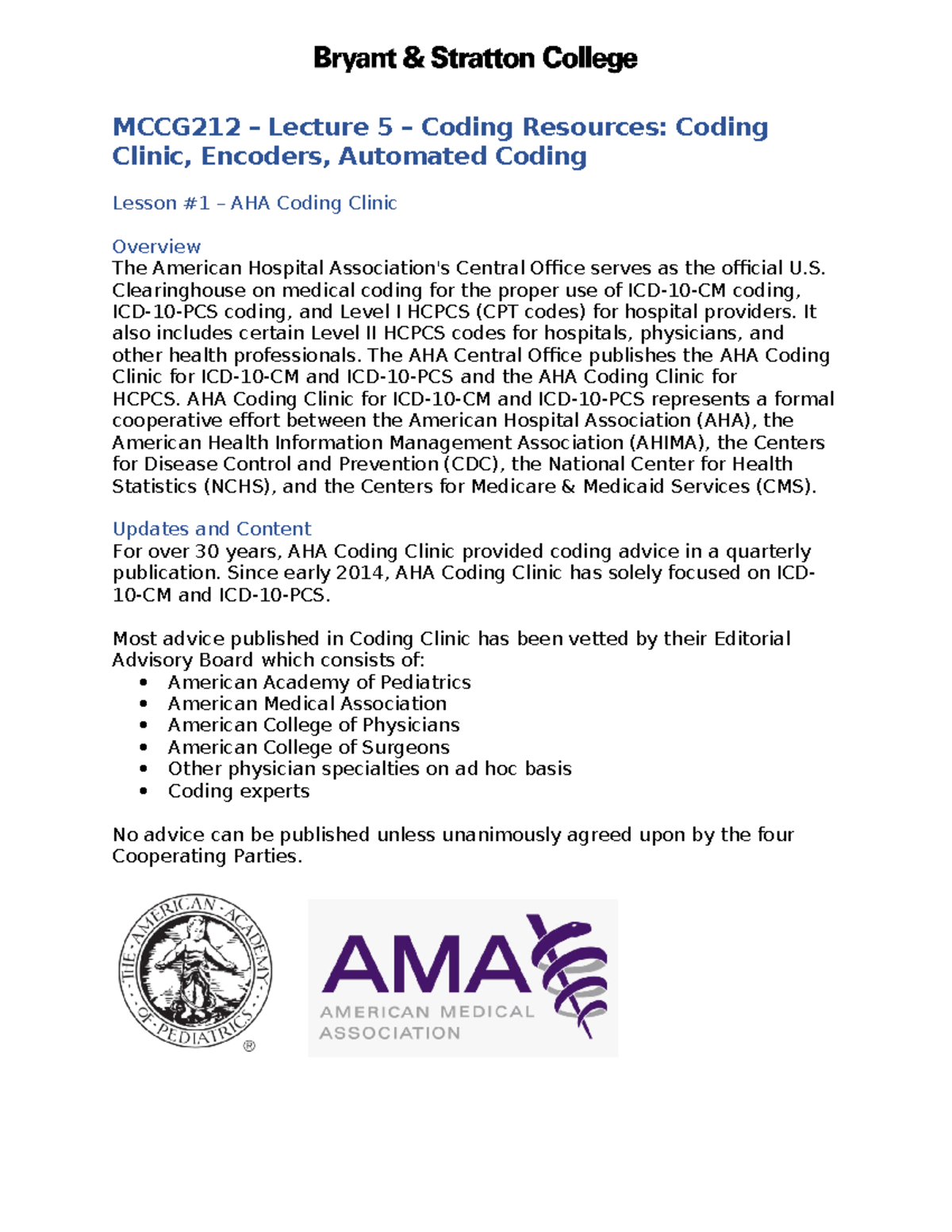 Mccg212 Lecture 5 Coding Resources Coding Clinic Encoders Automated Coding Mccg212 0823