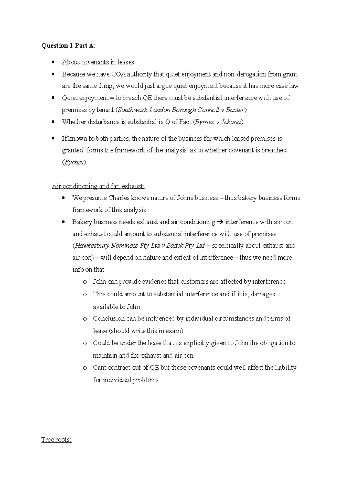Tutorial - Practice Exam Notes - Question 1 Part A: About covenants in ...