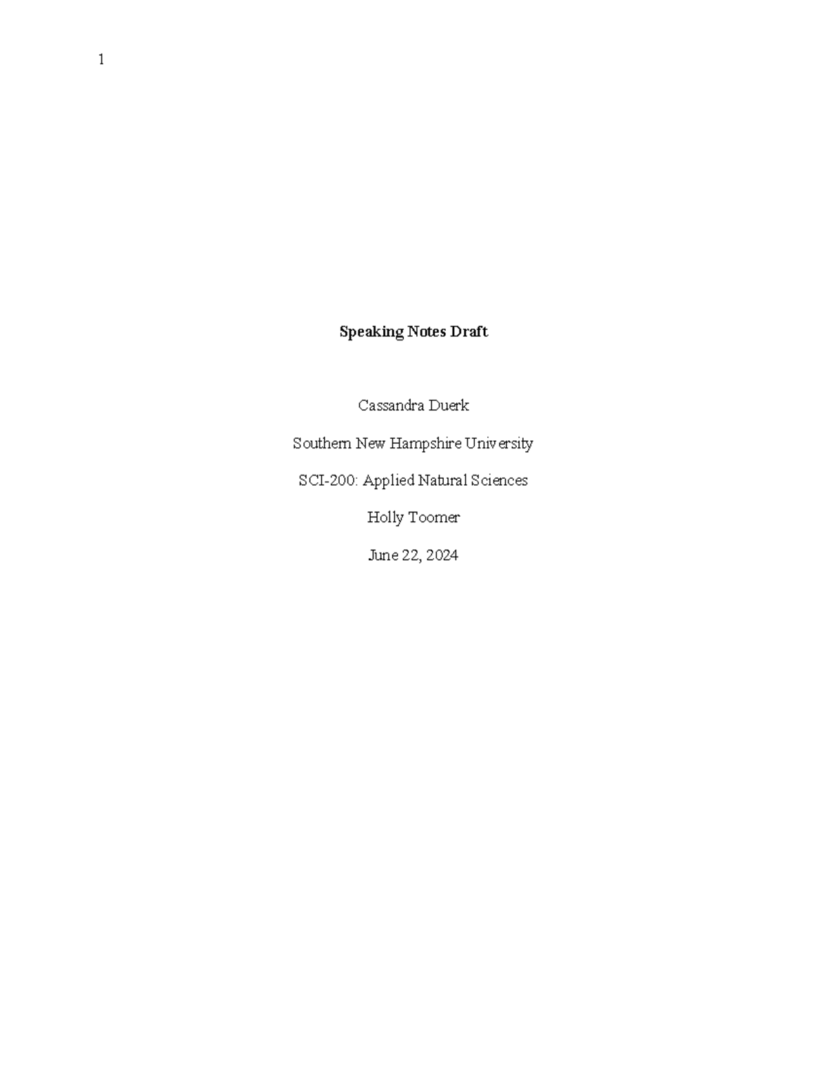 Speaking Notes Draft - Research - 1 Speaking Notes Draft Cassandra ...