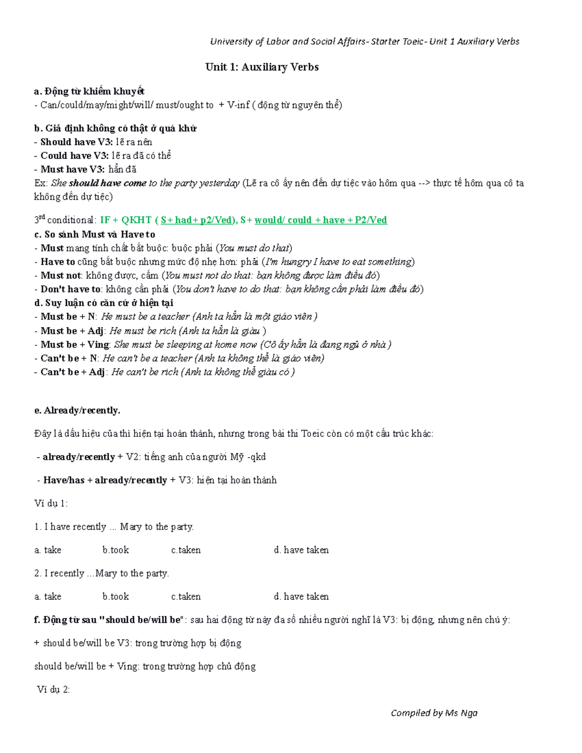 Unit 1Auxiliary verbs readonly - University of Labor and Social Affairs ...
