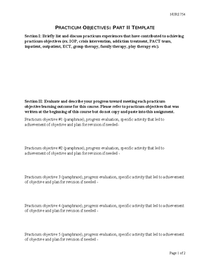 Practicum Objectives Part I Assignment Instructions - NURS PRACTICUM OBJECTIVES: PART I ...
