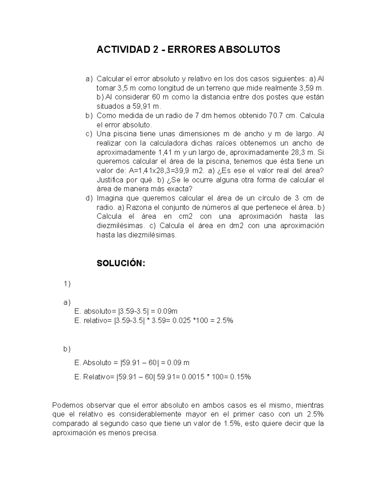 Actividad 2 error absoluto - ACTIVIDAD 2 - ERRORES ABSOLUTOS a ...