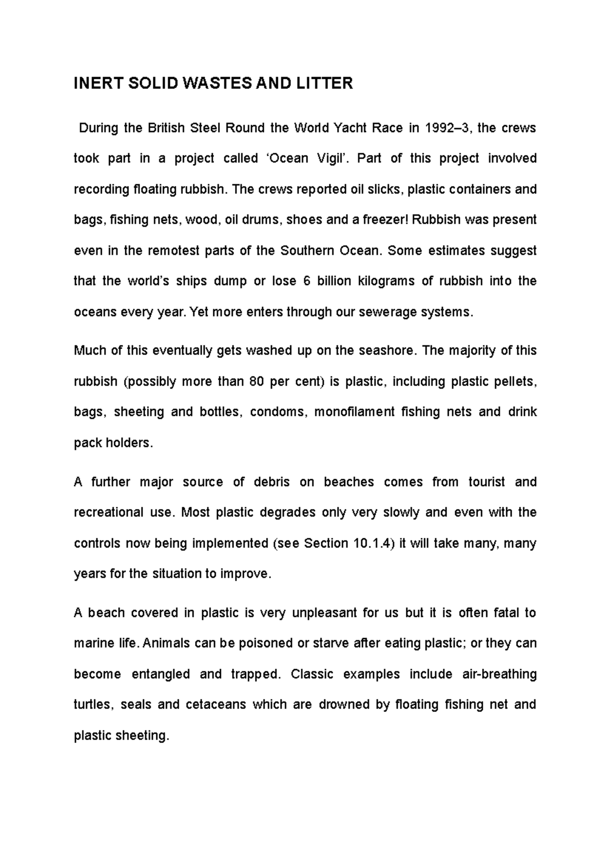 Inert Solid Wastes AND Litter - INERT SOLID WASTES AND LITTER During ...