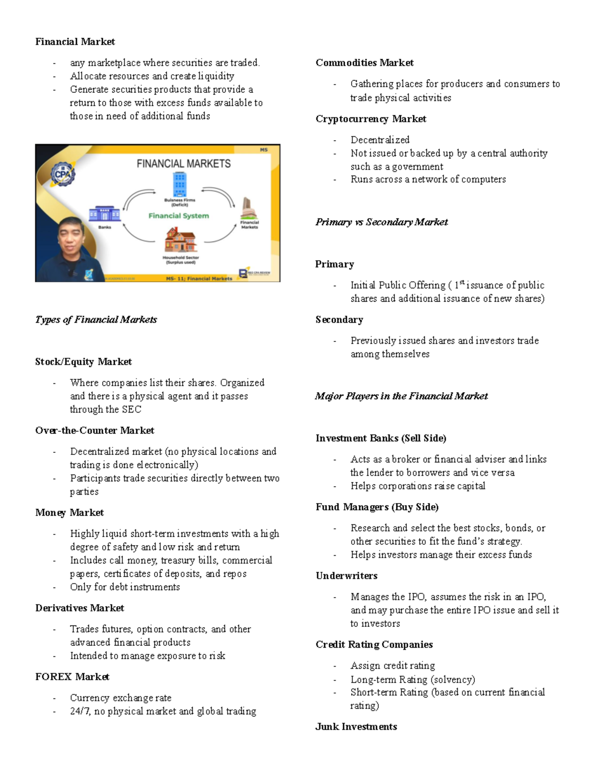 Introduction to Financial Markets - Financial Market - any marketplace ...