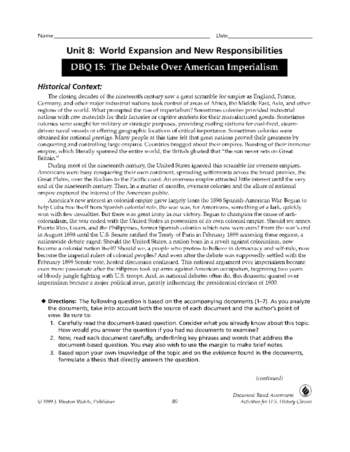Kami Export - DBQ American Imperialism Debate - Unit 8: World Expansion ...