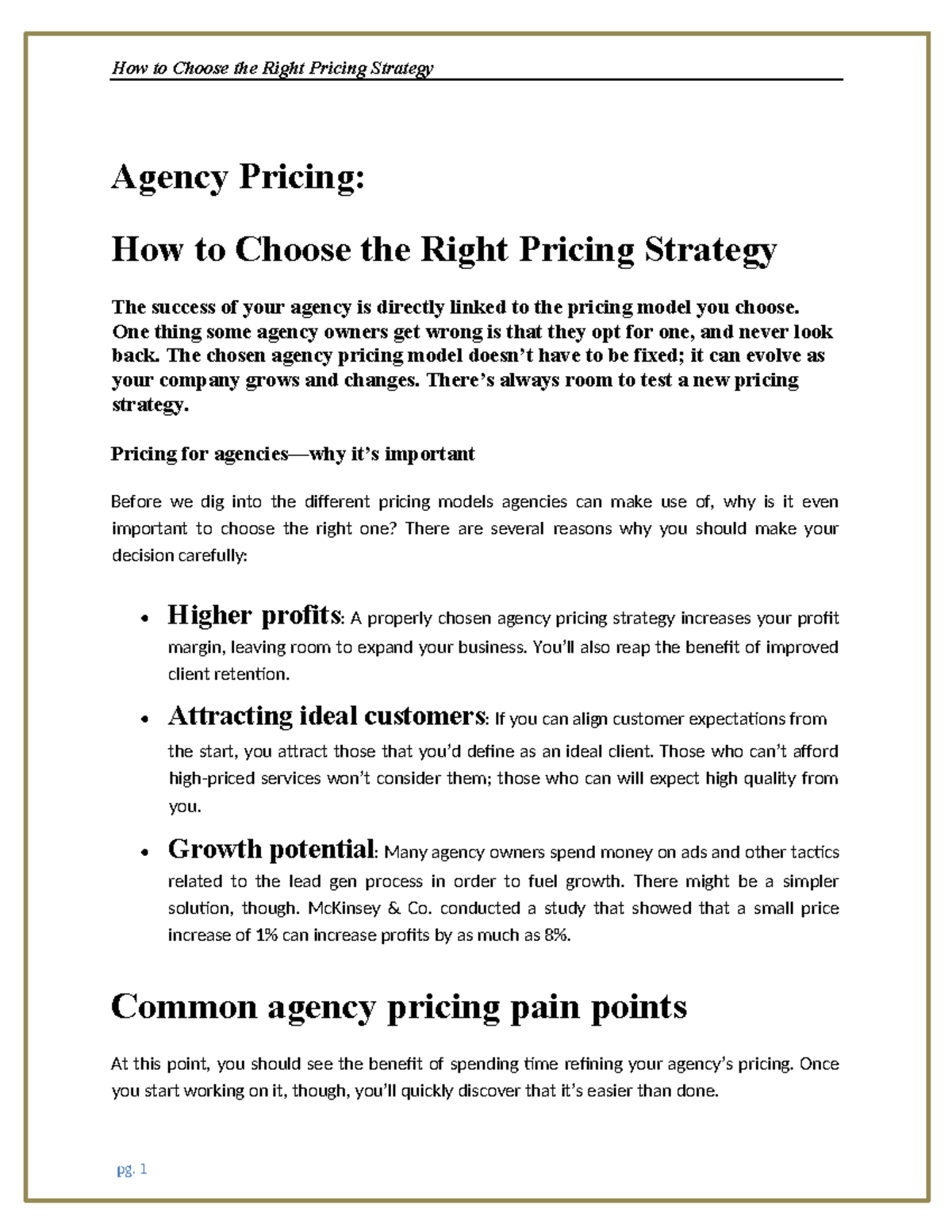 How to Choose the Right Pricing Strategy 10 marks - Agency Pricing: How ...
